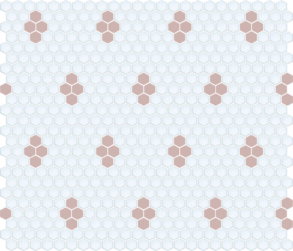 Repeating Quad Pinnacle: Porcelain Hexagon Pattern Tiles