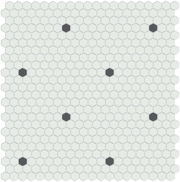 Unglazed Hex Tile with Dot Pattern Detail