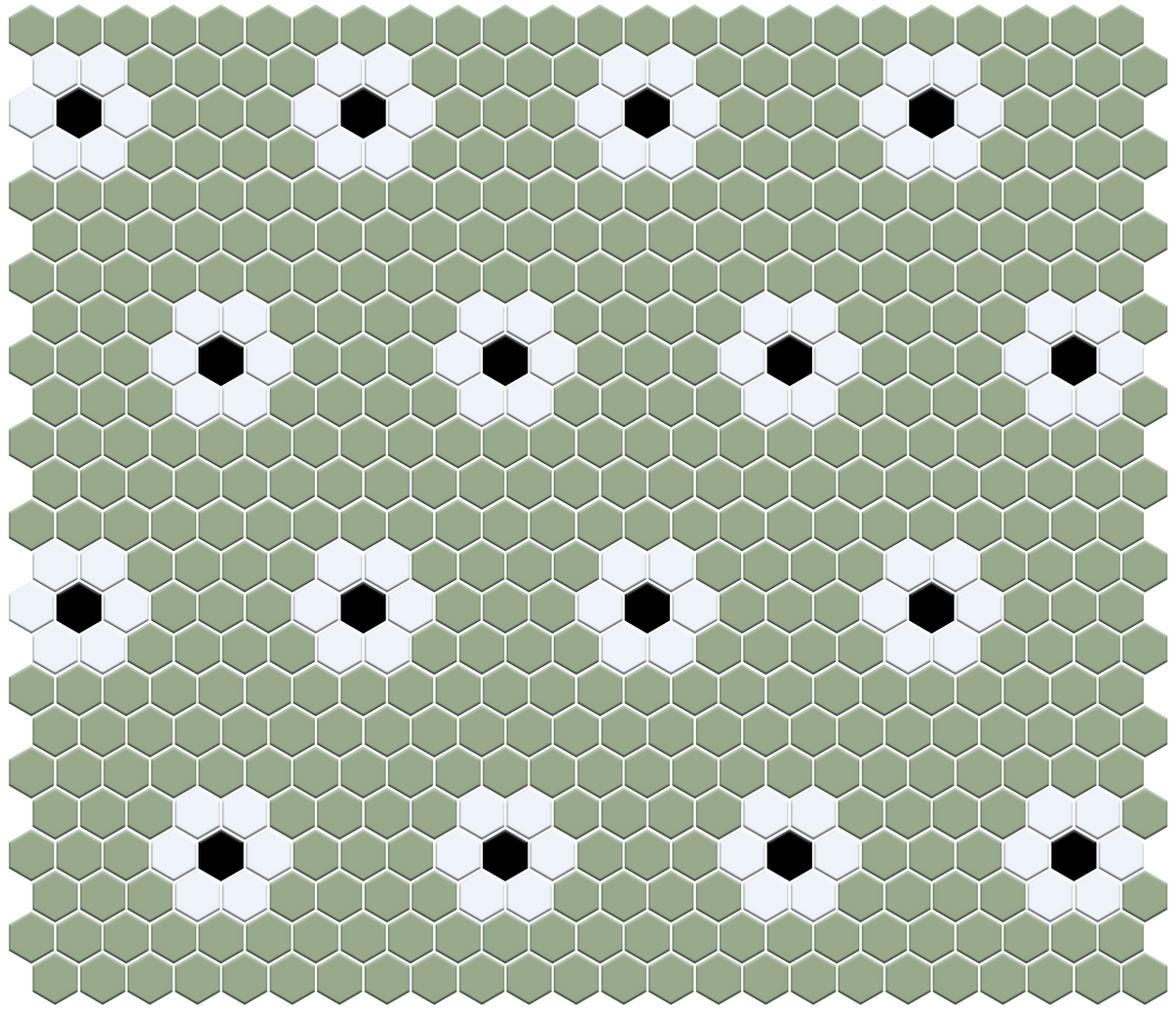 Bed of Roses Hexagon Mosaic Tile | Floral Patterns