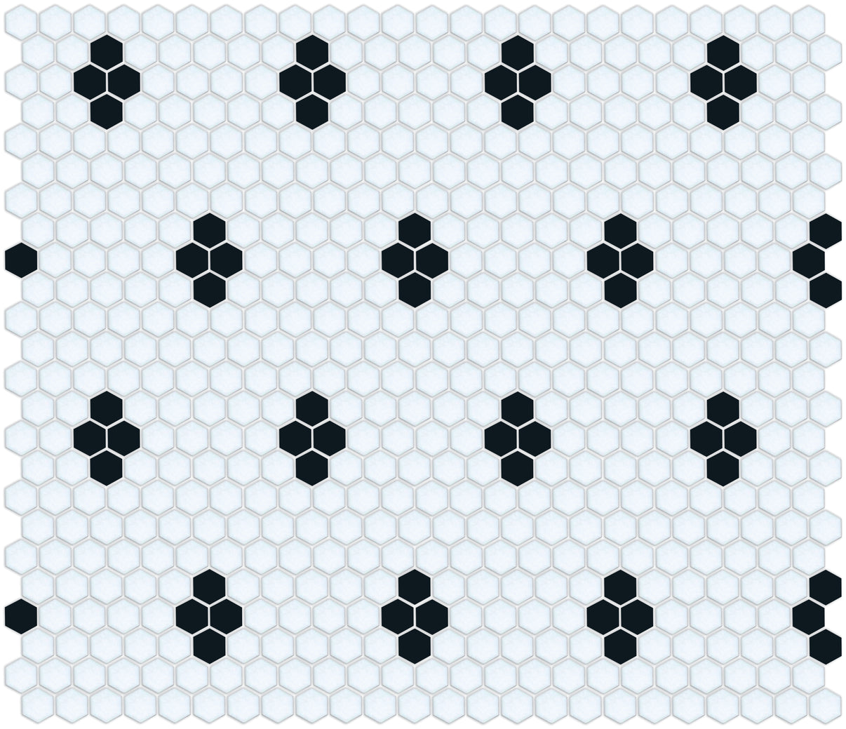 Repeating Quad Pinnacle: Porcelain Hexagon Pattern Tiles