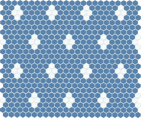 Repeating Quad Pinnacle: Porcelain Hexagon Pattern Tiles